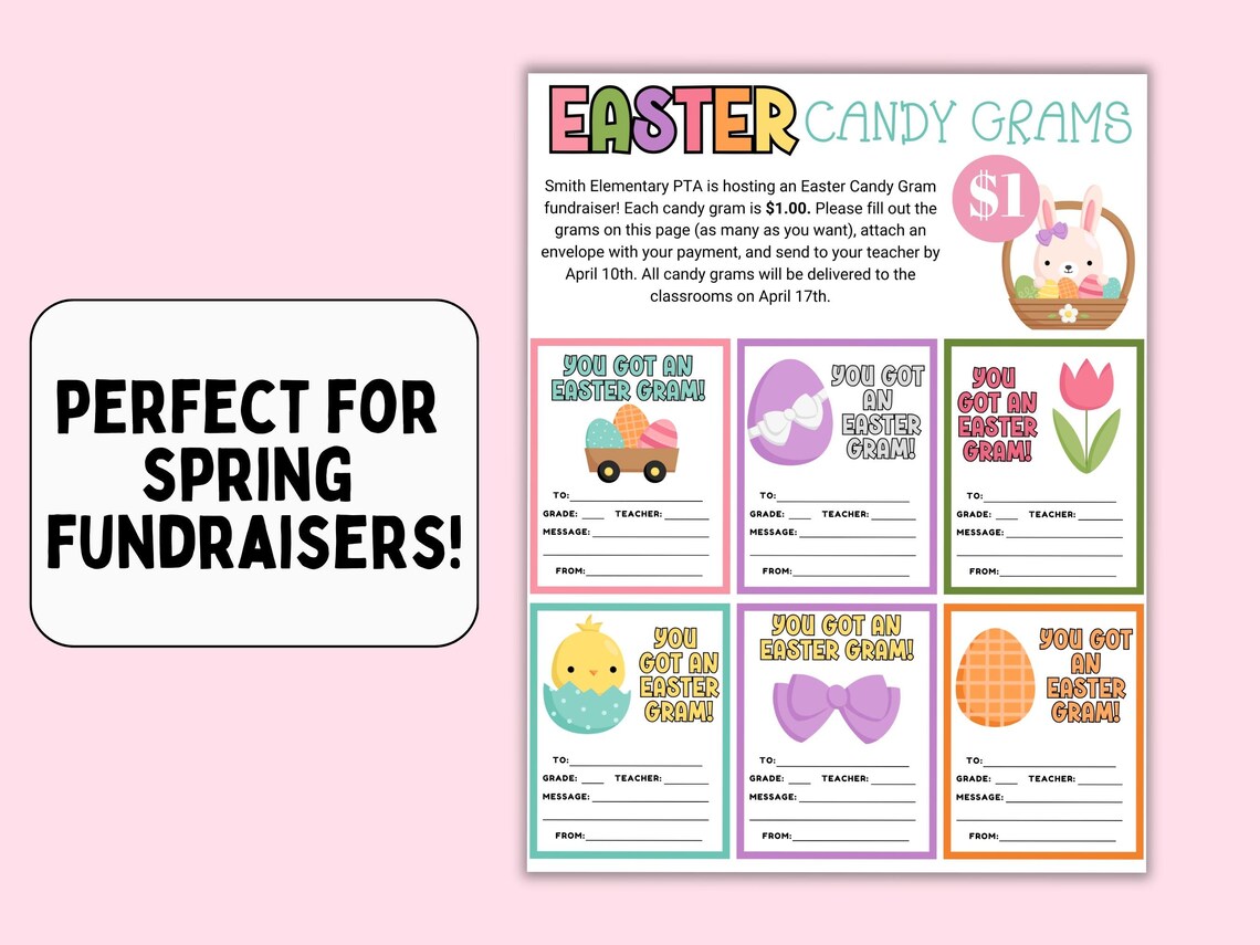 Editable Easter Candy Grams; PTO PTA School Spring Fundraiser; Candy ...