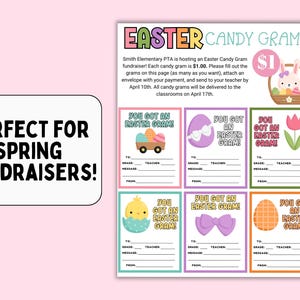 Editable Easter Candy Grams; PTO PTA School Spring Fundraiser; Candy ...