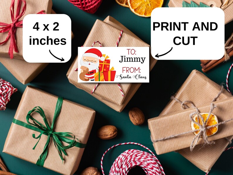Editable Santa Gift Tags; Printable Santa Gift Tags; Santa Gift Label ...