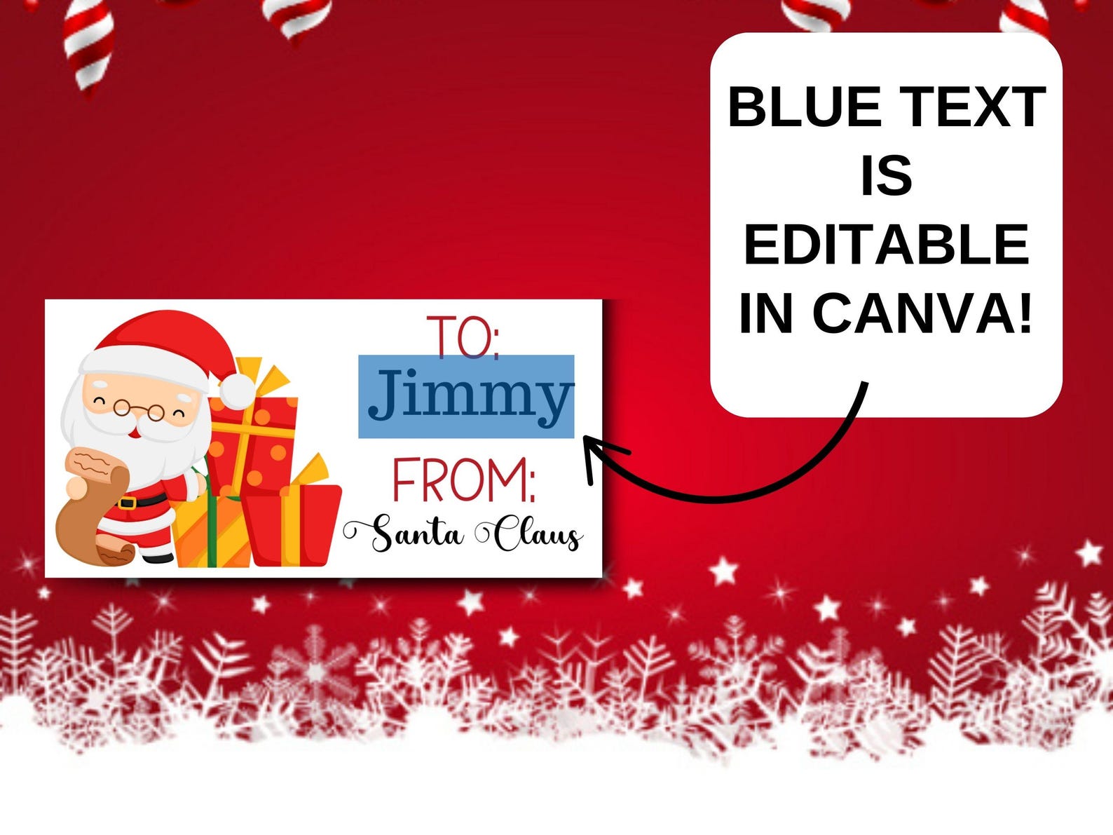 Editable Santa Gift Tags; Printable Santa Gift Tags; Santa Gift Label ...