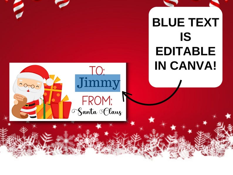 Editable Santa Gift Tags; Printable Santa Gift Tags; Santa Gift Label ...