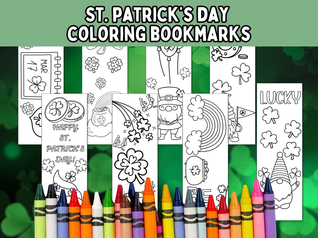 St. Patrick's Day Coloring Bookmarks PDF; Printable Coloring Bookmarks ...