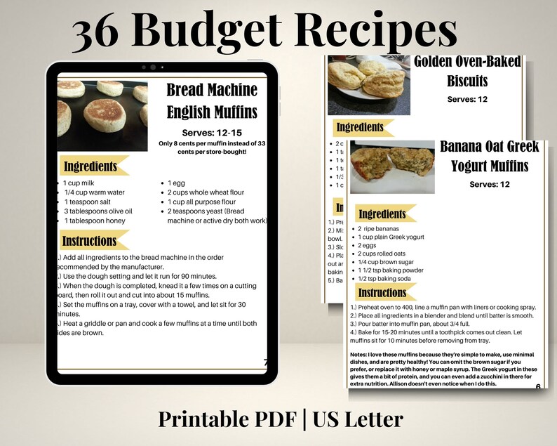 Budget Meals Recipe Book PDF; Printable Budget Recipe Book; 36 Money ...