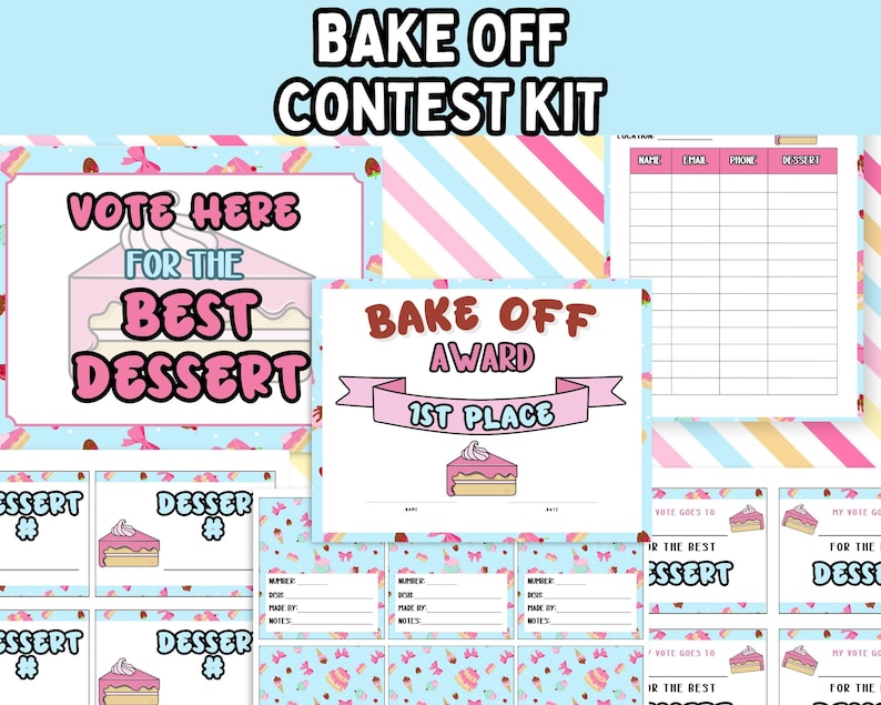 Bake off Contest Kit PDF; Printable Baking Competition Voting Cards ...