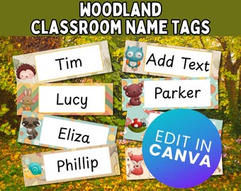 Woodland Desk Plates/name Tags [editable] - Etsy UK