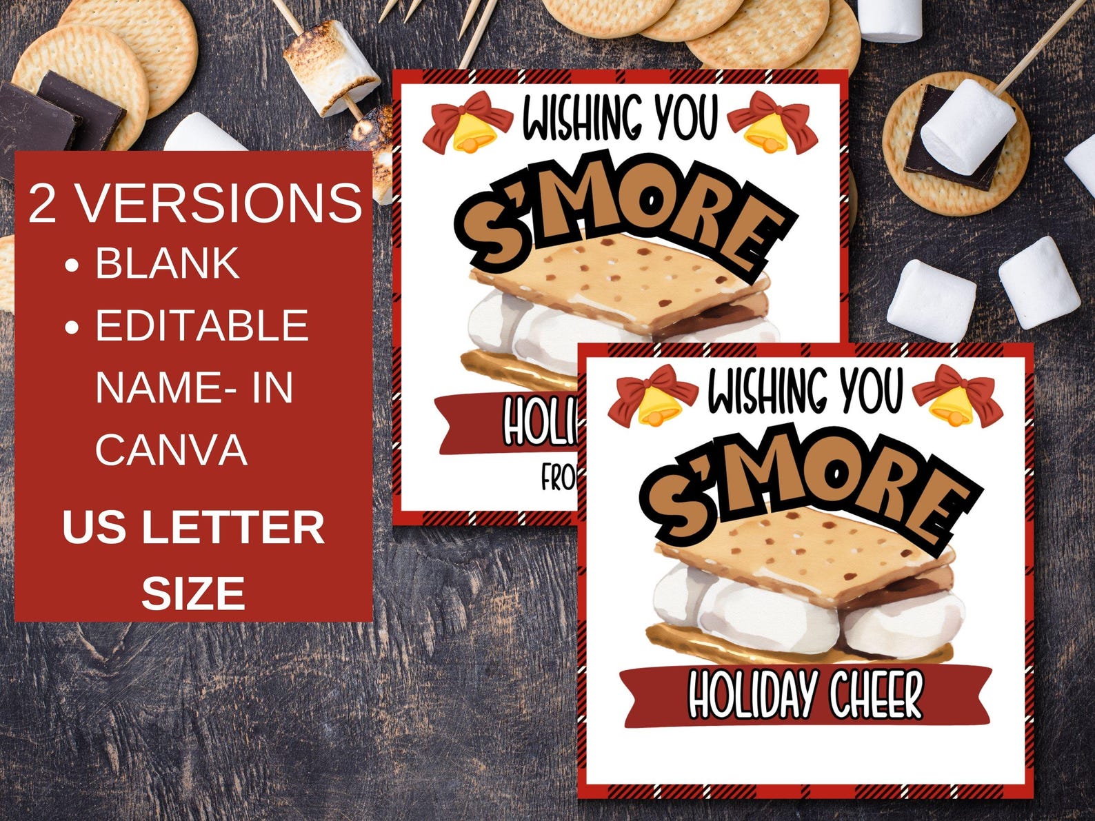 S'mores Christmas Gift Tag; Editable Smores Gift Tag; Printable Gift ...