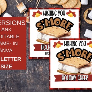 S'mores Christmas Gift Tag; Editable Smores Gift Tag; Printable Gift ...