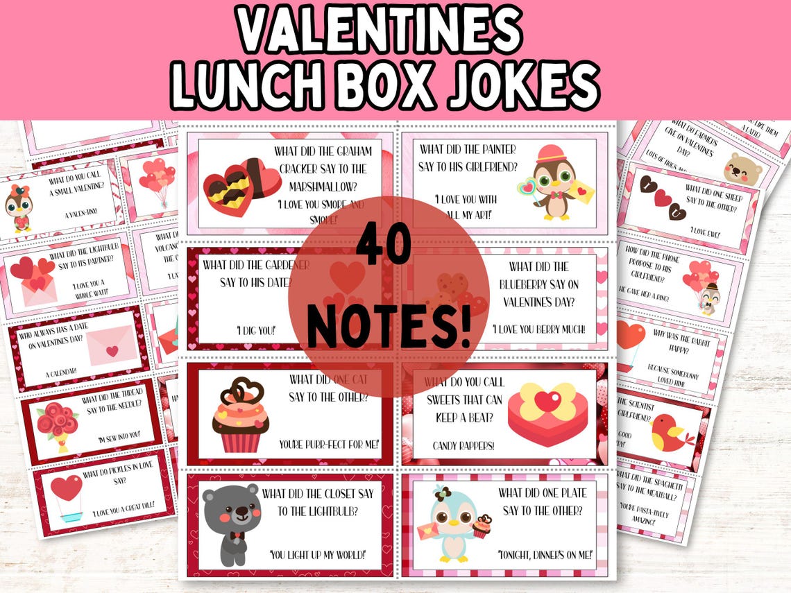 Printable Valentines Day Lunch Box Jokes for Kids; Joke of the Day ...