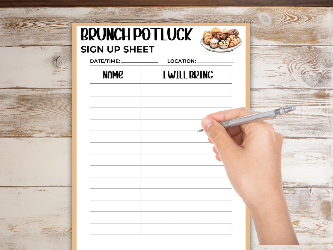 Brunch Potluck Sign up Sheet PDF; Church Potluck; Office Potluck ...
