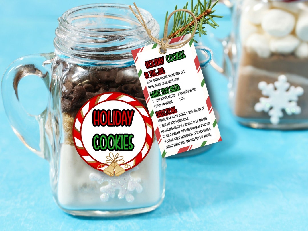 Holiday Cookie Mix in a Jar Printable Labels; Christmas Cookie Recipe ...