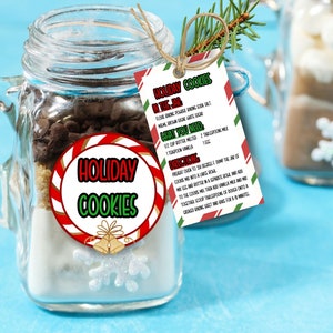 Holiday Cookie Mix in a Jar Printable Labels; Christmas Cookie Recipe ...