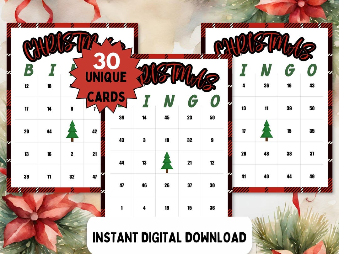 Christmas Number Bingo; Printable Christmas Bingo; 30 Christmas Bingo ...
