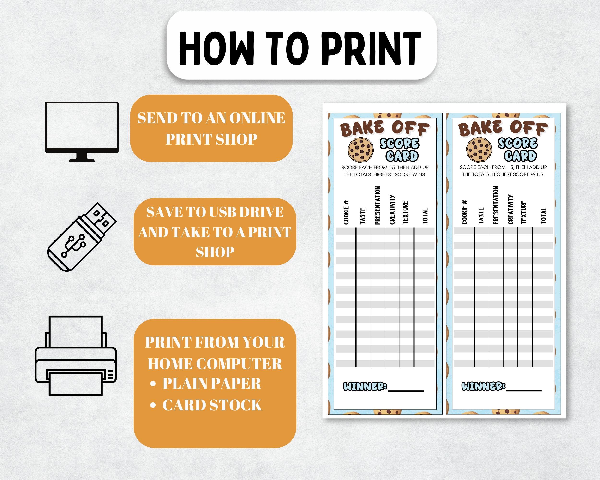 Printable Cookie Bake off Score Cards; Baking Competition Voting Cards ...