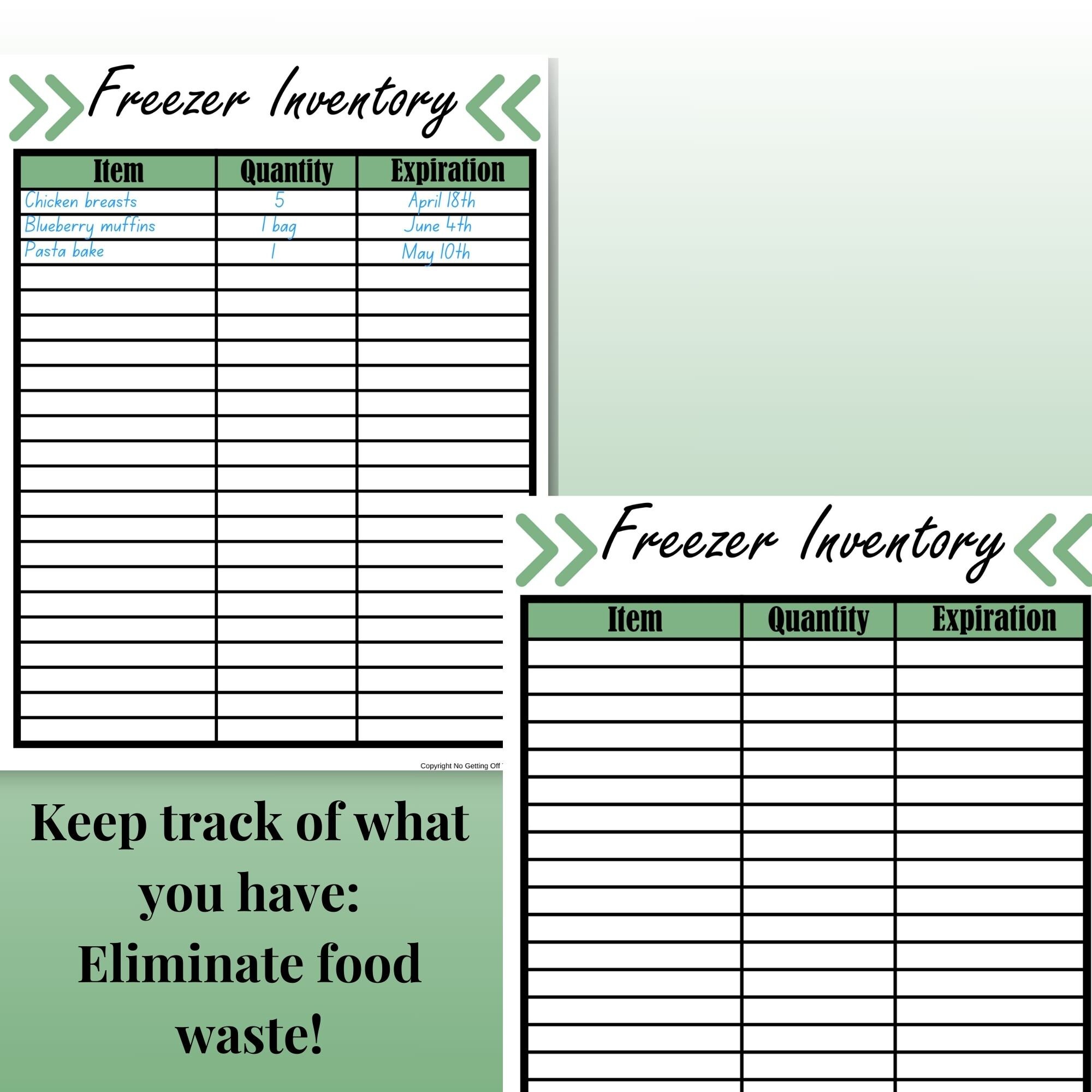 Freezer Inventory Sheet Editable Kitchen Inventory Freezer List Freezer ...