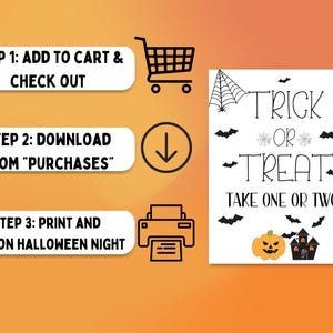 Trick or Treat Sign Printable for Halloween Night; Trick or Treat Door ...