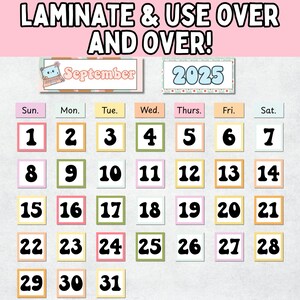 Classroom Calendar Set Printable; Pastel Groovy Classroom Decor; Retro ...