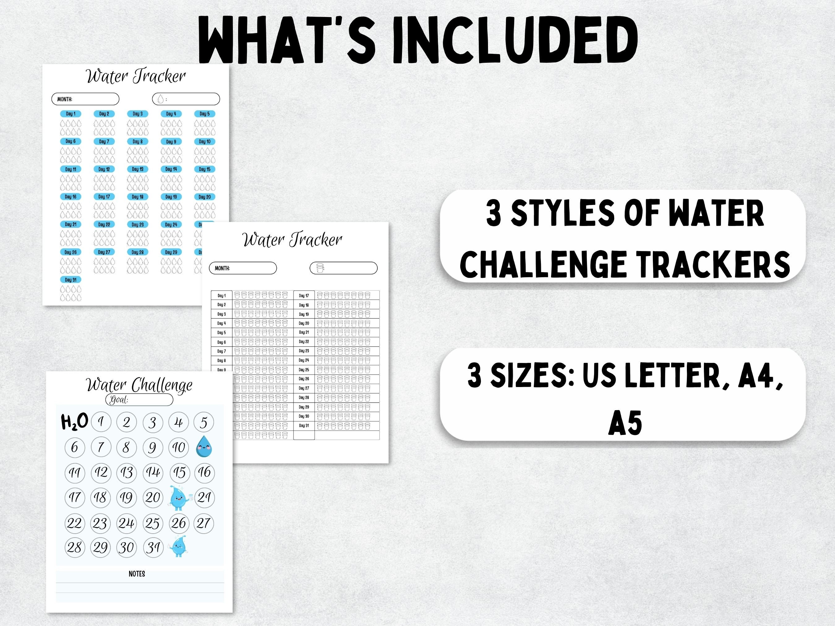 Water Tracker PDF; Water Challenge Tracker; Printable Office Challenge ...
