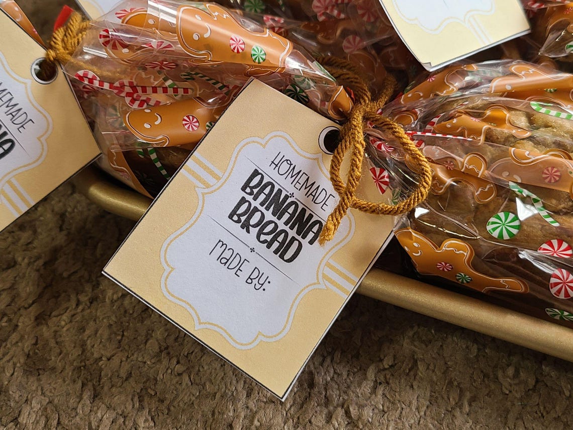 Banana Bread Gift Tags; Printable Gift Tags for Treat Bags; Banana ...