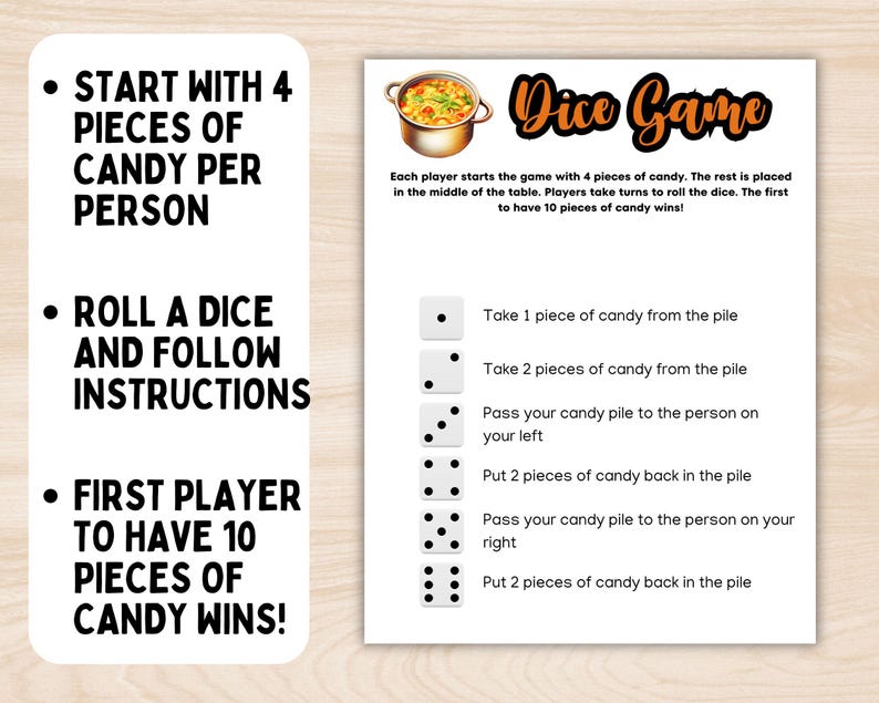 Printable Soup Dice Game; Soup Party Game PDF; Soup Night; for Church ...