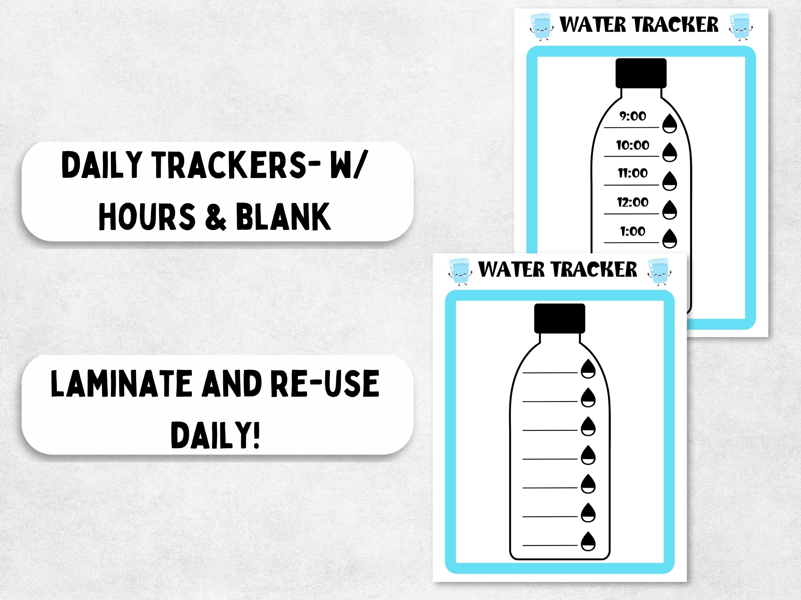 Kids Water Trackers With Hours; Kawaii Water Tracker Pdfs; Printable ...