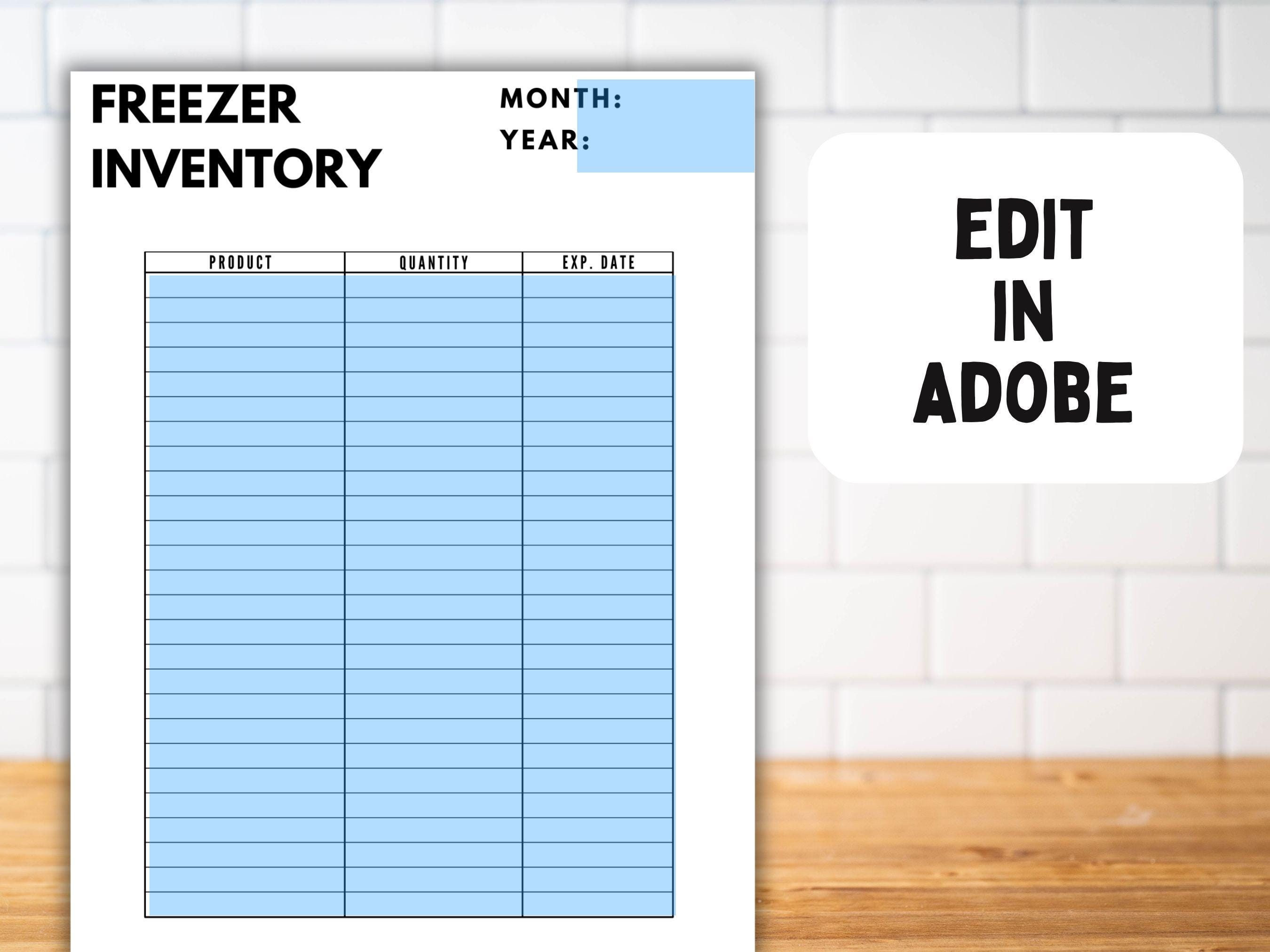 Editable Kitchen Inventory Sheets; Freezer Inventory Tracker; Pantry ...