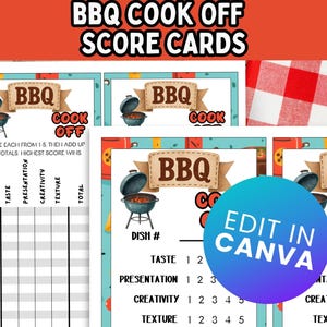 Editable BBQ Cook off Score Cards; Printable Cooking Competition Voting ...