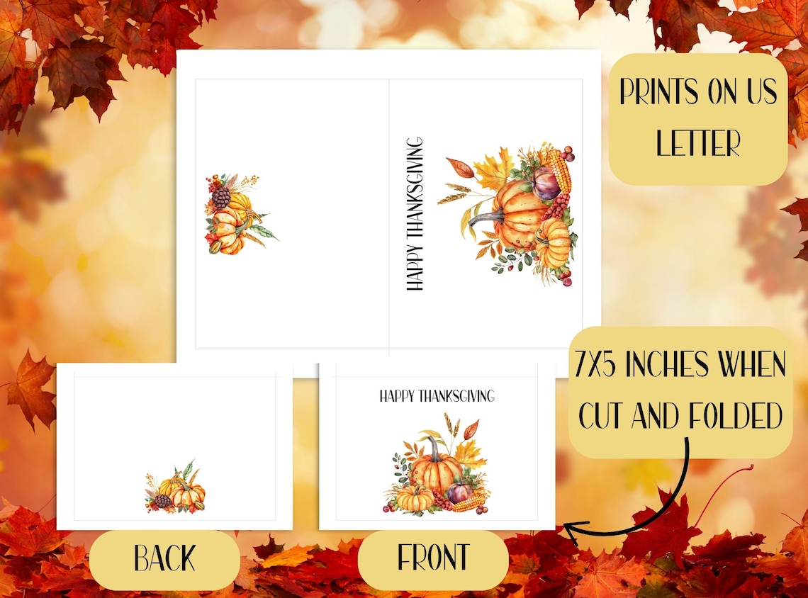 Printable Happy Thanksgiving Card; Pumpkin Thanksgiving Card; Printable ...