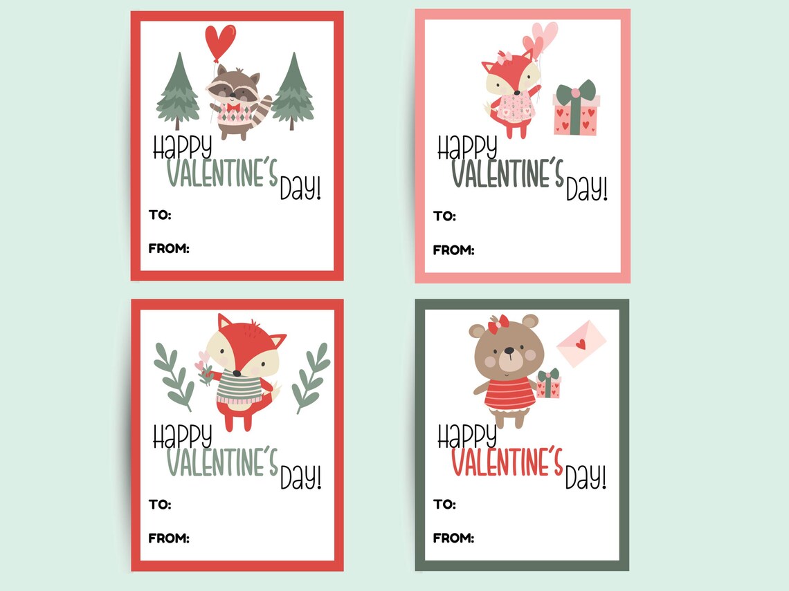 Woodland Animals Printable Valentine Cards; Classroom Valentines PDF ...