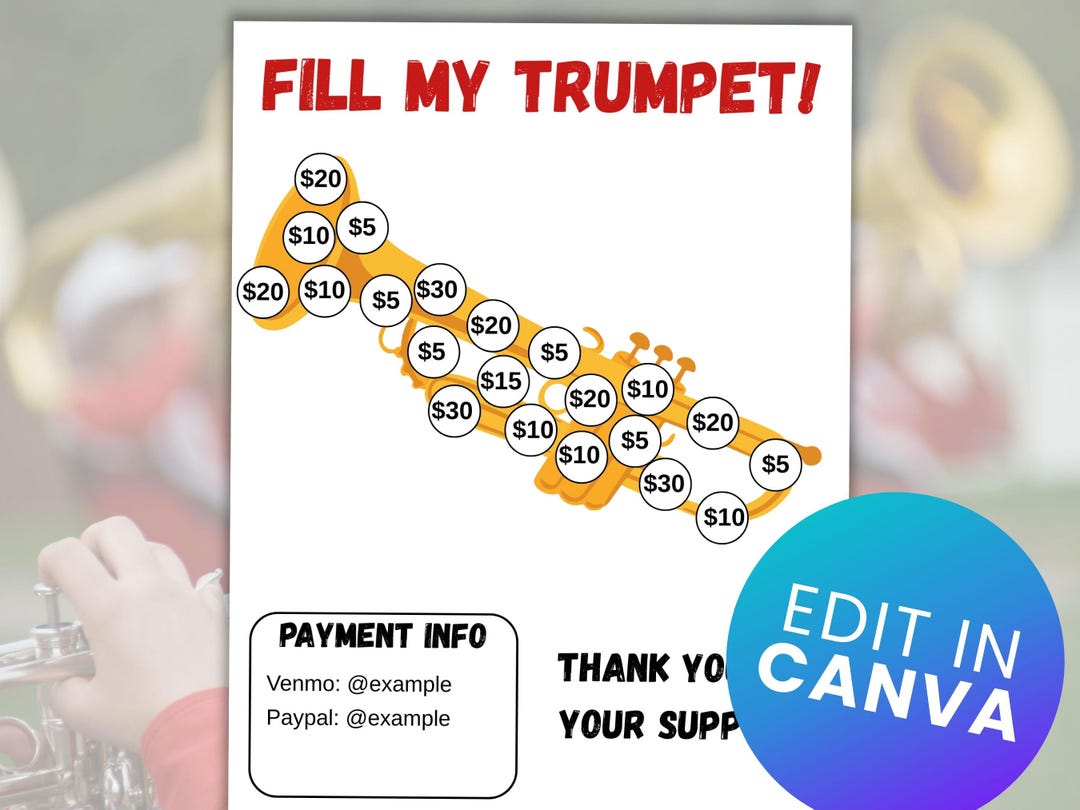Editable Marching Band Fundraiser; Fill My Trumpet Fundraiser Form ...
