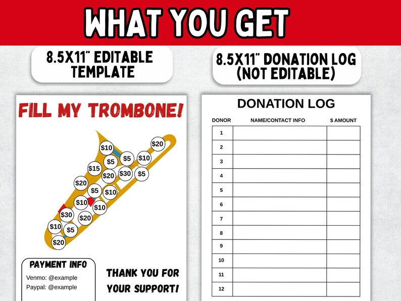 Editable Marching Band Fundraiser; Fill My Trombone Fundraiser Form ...