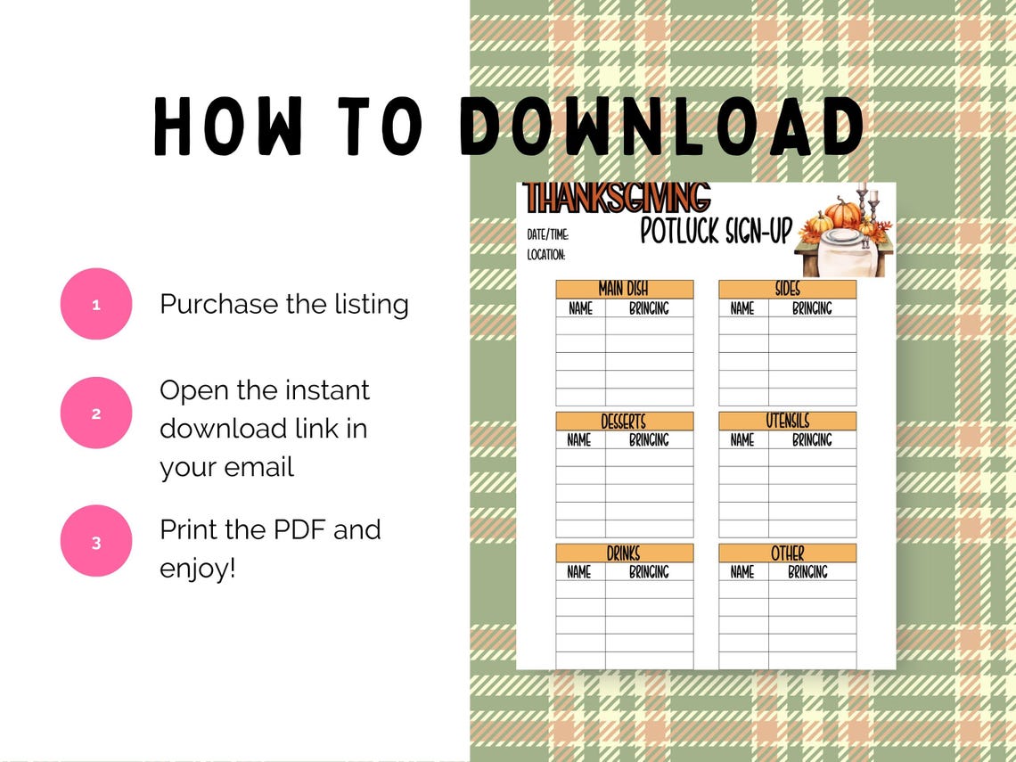 Editable Thanksgiving Potluck Sign up Sheet; Editable in Canva and ...