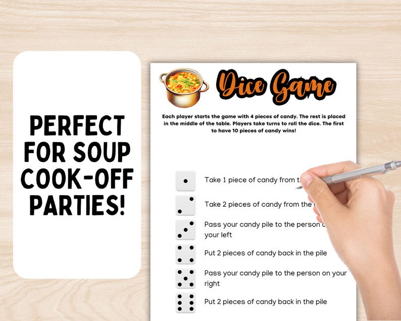 Printable Soup Dice Game; Soup Party Game PDF; Soup Night; for Church ...