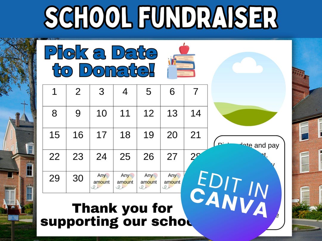 Editable PTA Calendar Fundraiser; Pick a Date Fundraiser; PTO Event ...