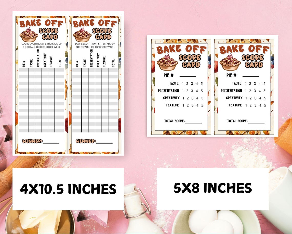 Editable Pie Bake off Score Cards; Printable Baking Competition Voting ...