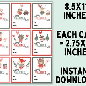Woodland Animals Printable Valentine Cards; Classroom Valentines PDF ...
