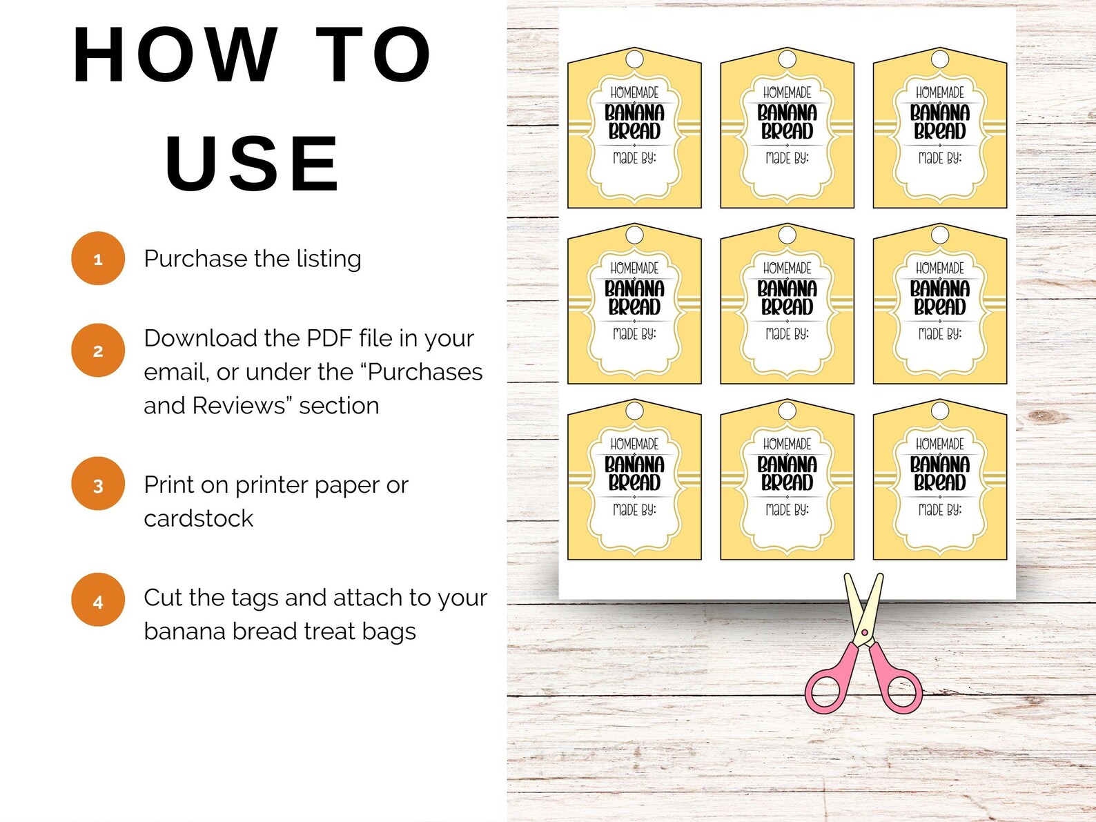 Banana Bread Gift Tags; Printable Gift Tags for Treat Bags; Banana ...
