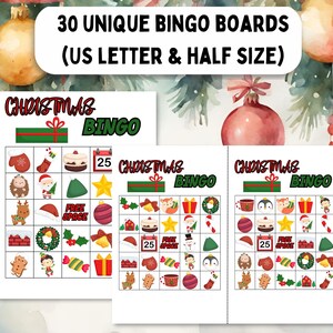 Christmas Bingo Game; Printable Christmas Bingo; 30 Christmas Bingo ...