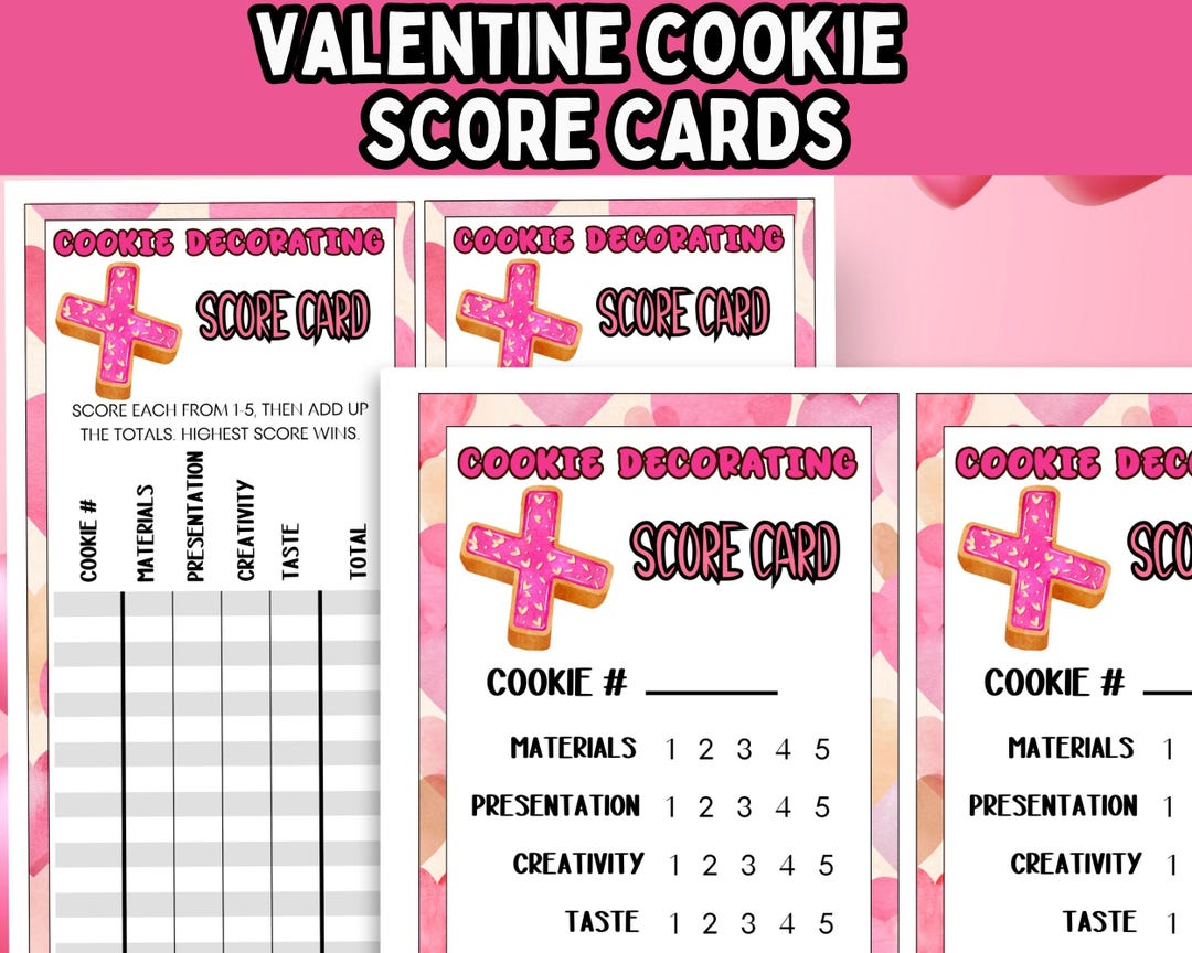 Printable Valentine Cookie Decorating Score Cards; Baking Competition ...