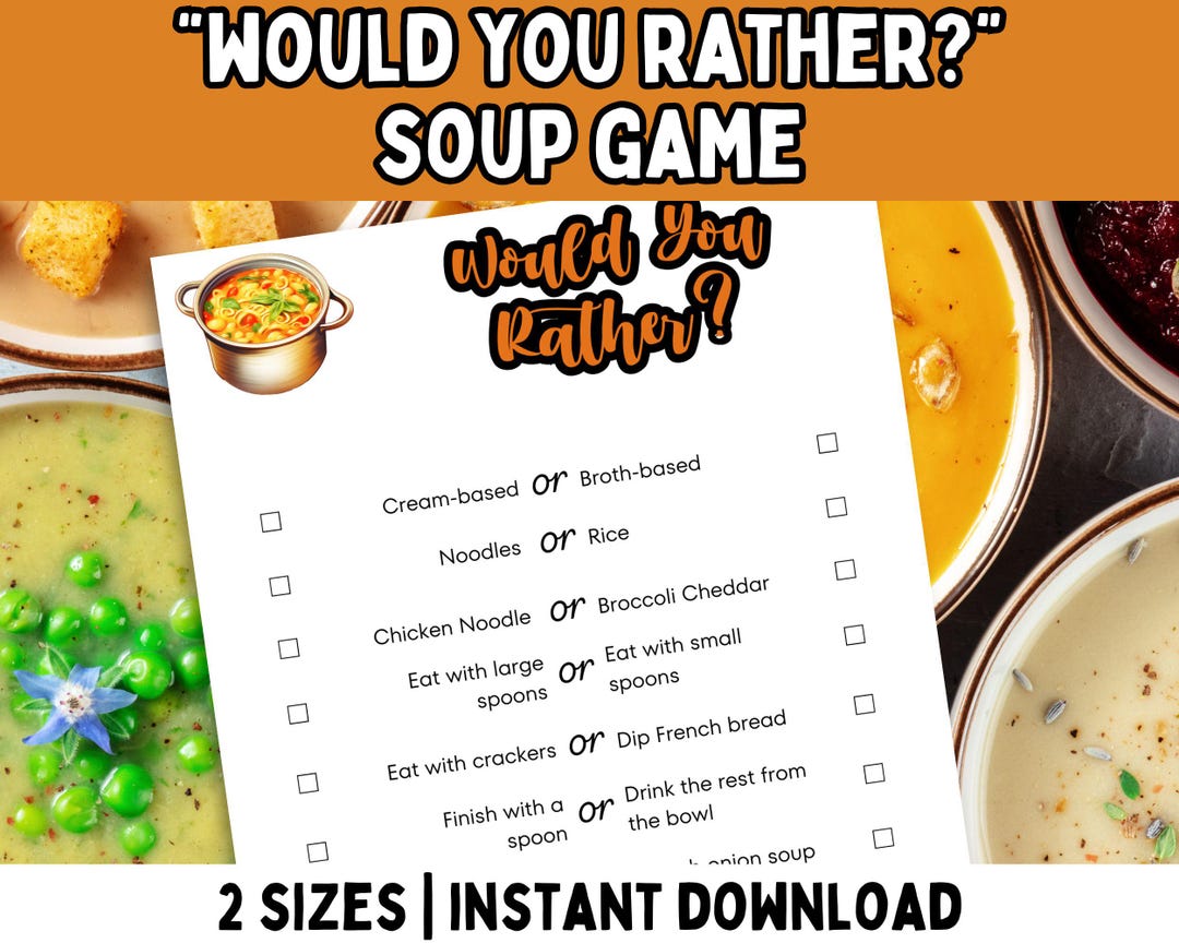 Soup Games PDF; Printable Soup "would You Rather" Game; Soup Party Game ...