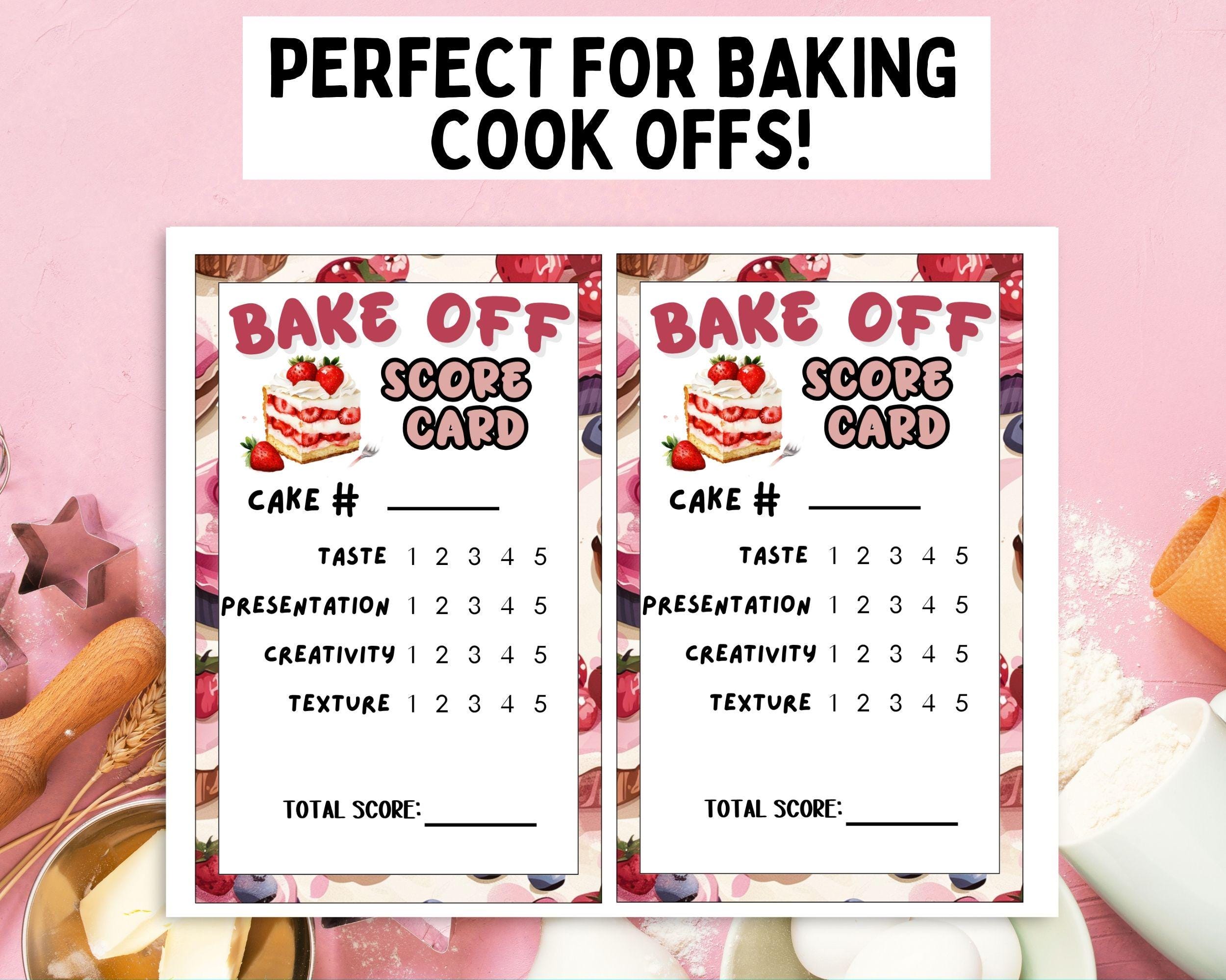 Editable Cake Bake off Score Cards; Printable Baking Competition Voting ...