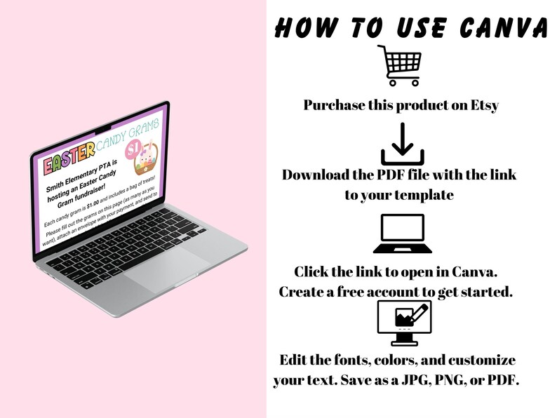 Editable Easter Candy Grams; PTO PTA School Spring Fundraiser; Candy ...