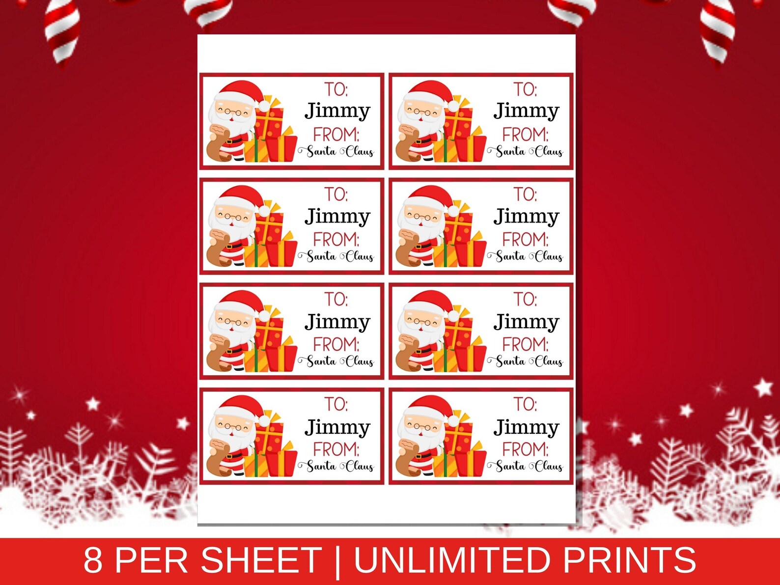 Editable Santa Gift Tags; Printable Santa Gift Tags; Santa Gift Label ...