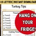 Printable Turkey Cooking Chart; Turkey Thawing and Cooking Times PDF ...