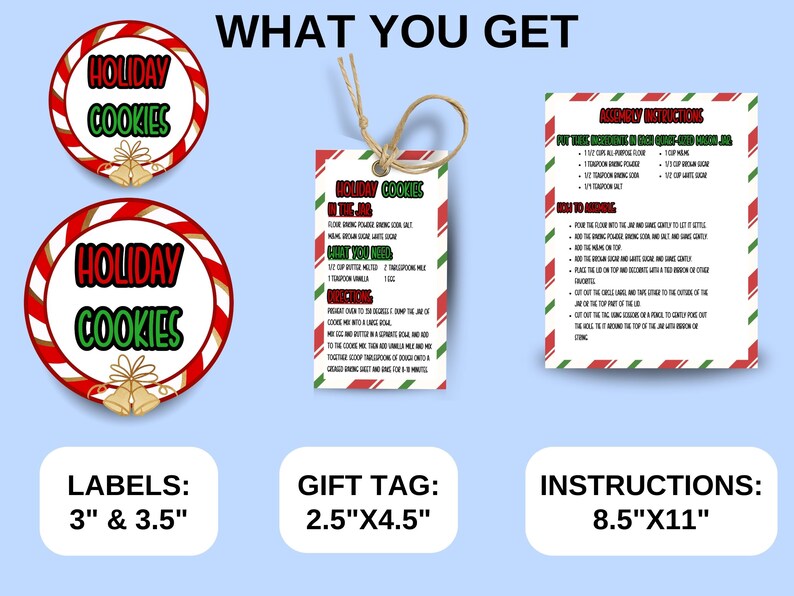 Holiday Cookie Mix in a Jar Printable Labels Christmas Cookie Recipe ...