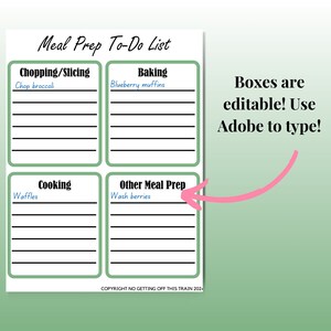 Weekly Meal Prep Planner; Meal Prep Checklist; Cheat Sheet Printable ...