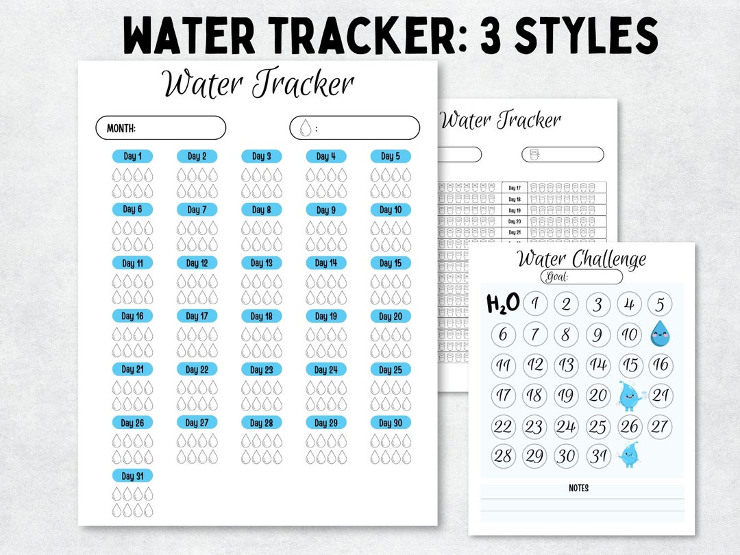 Water Tracker PDF; Water Challenge Tracker; Printable Office Challenge ...