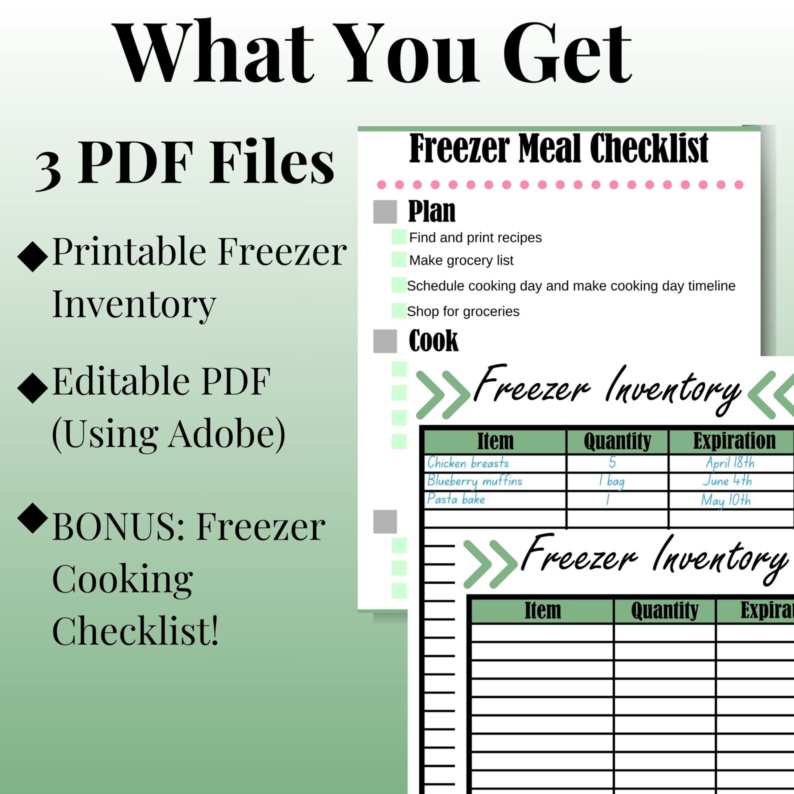 Freezer Inventory Sheet Editable Kitchen Inventory Freezer List Freezer ...