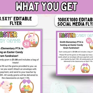 Editable Easter Candy Grams; PTO PTA School Spring Fundraiser; Candy ...