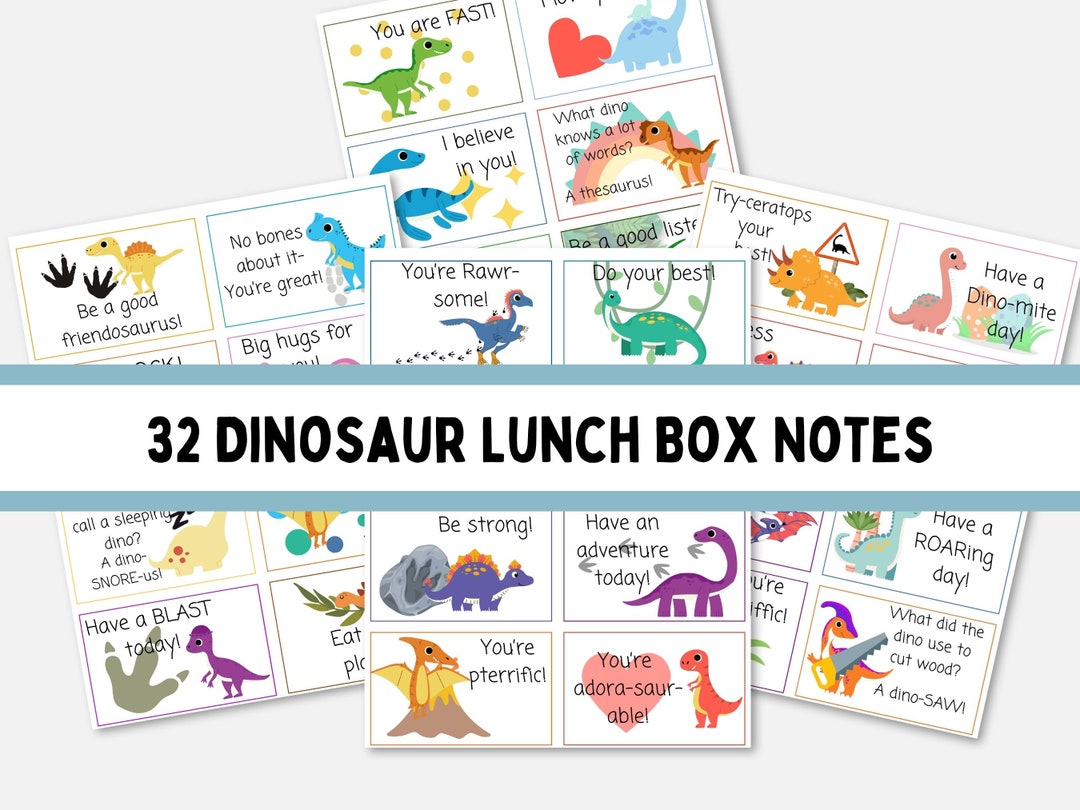Dinosaur Lunch Box Notes; Printable Lunchbox Notes; Lunchbox Jokes ...