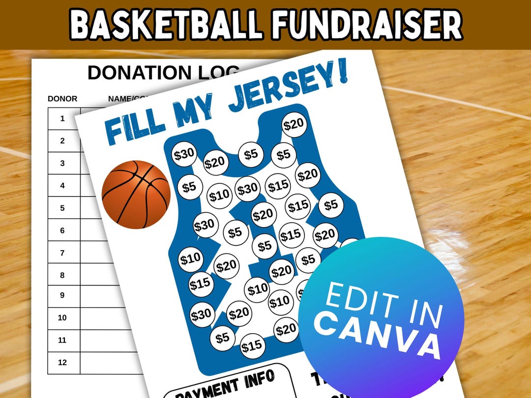 Fill My Jersey; Basketball Fundraiser Printable; Fundraiser Form PDF ...